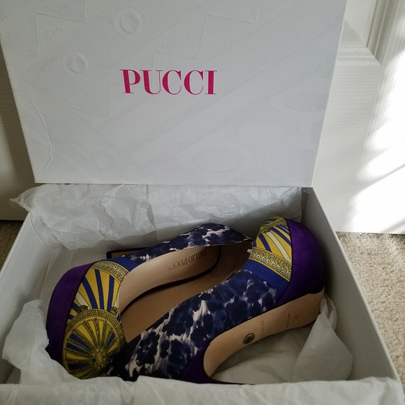 Emilio Pucci | Shoes | Emilio Pucci Satin Muschio Suede Violet Heels ...